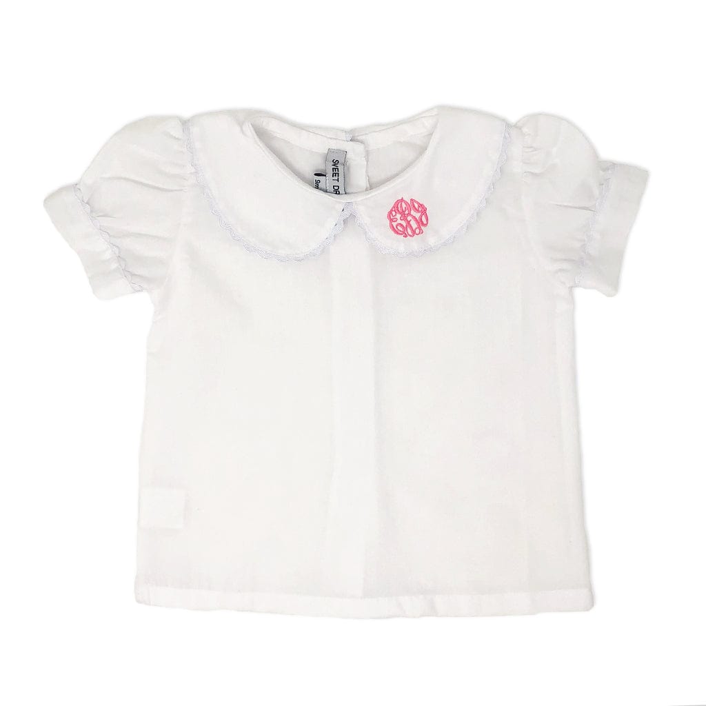 Girls Personalized Short Sleeve Peter Pan Collar Shirt – Miss Monogram