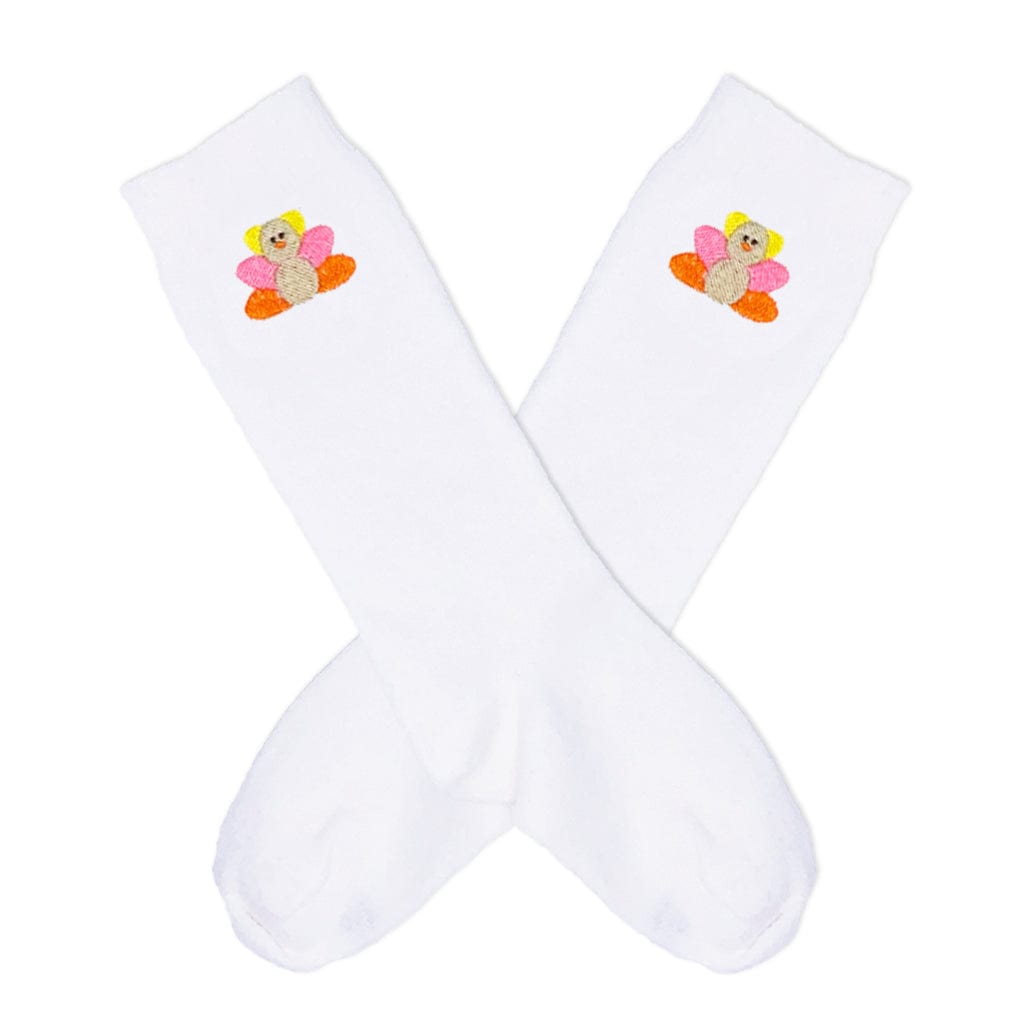 Knee High Socks with Embroidered Turkey for Girls