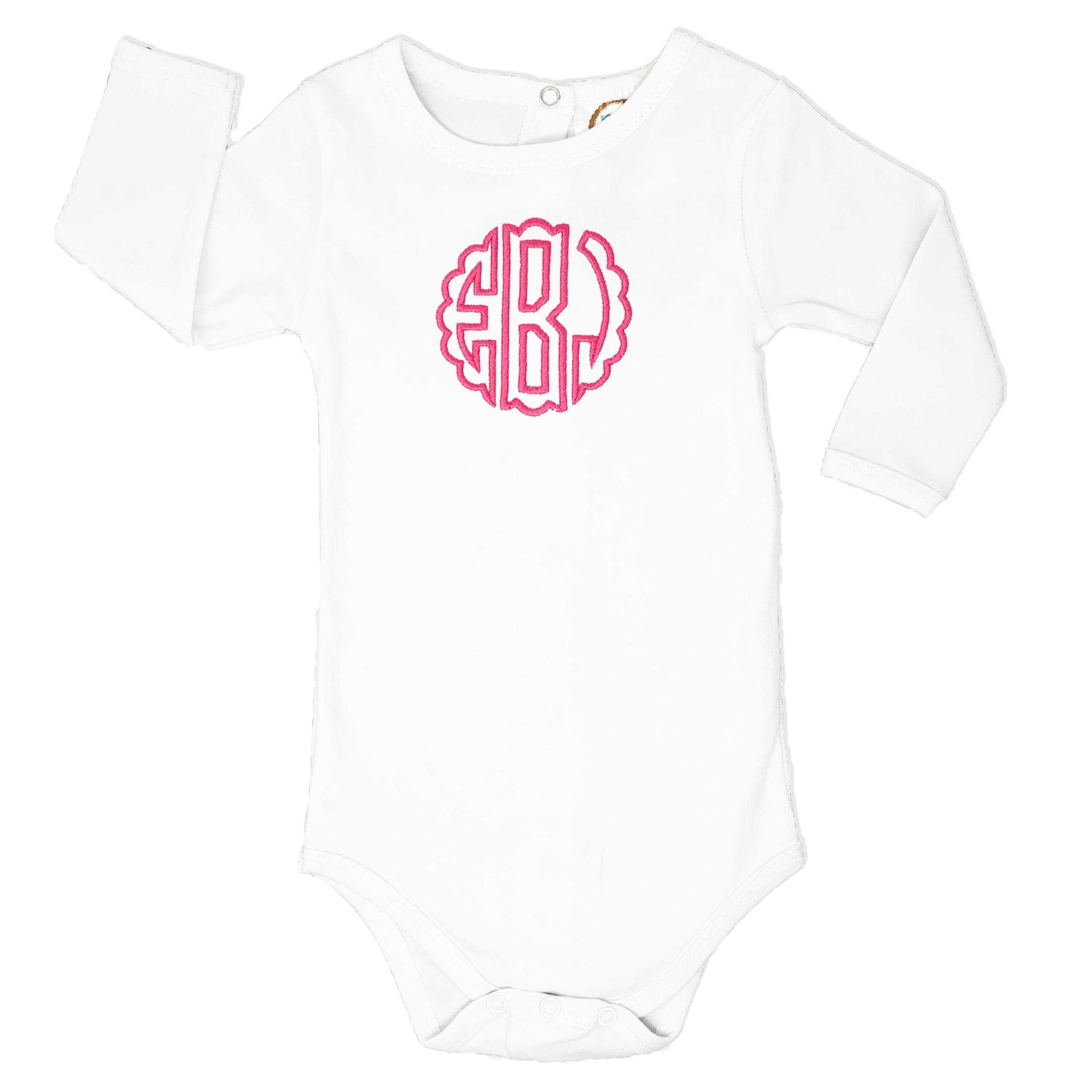 Scallop Monogrammed Baby Onesie, Any Monogram Color – Miss Monogram