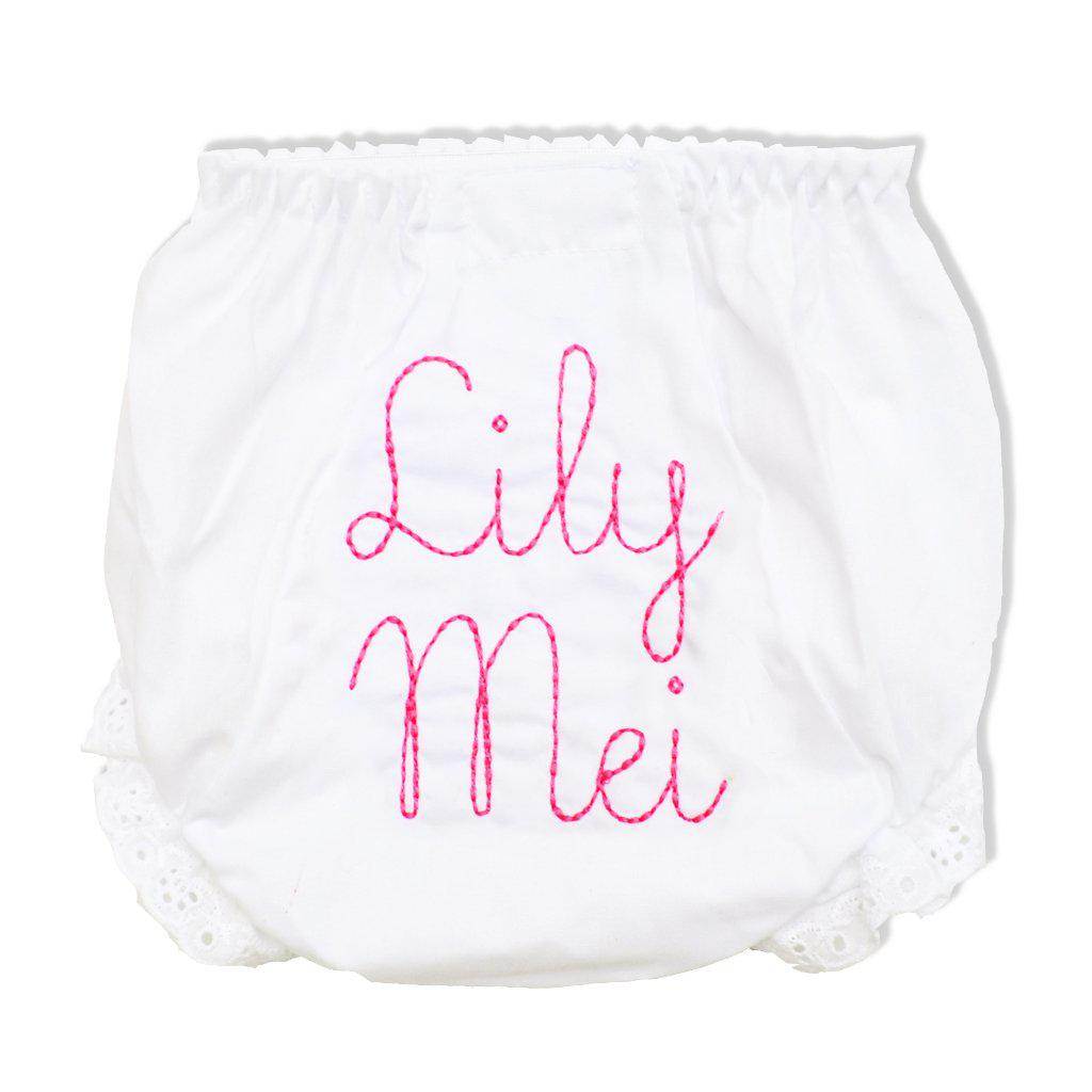 Personalized Toddler Bloomers with cursive font – Miss Monogram